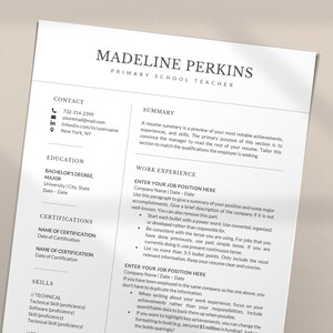 Teacher Resume Template Word, Google Docs, Apple Pages | Academic ...