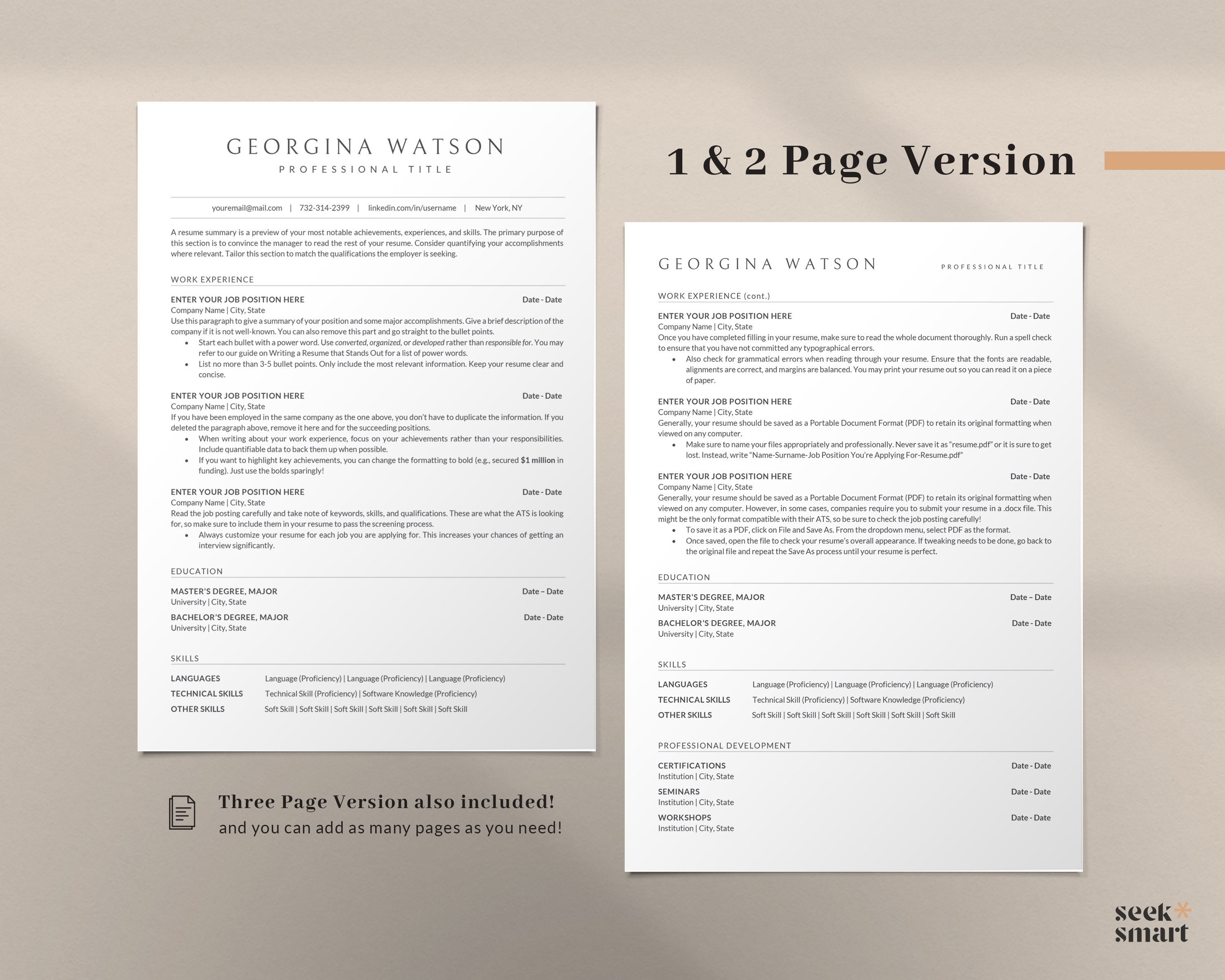 ATS Friendly Resume Template Word, Google Docs, Apple Pages | ATS ...