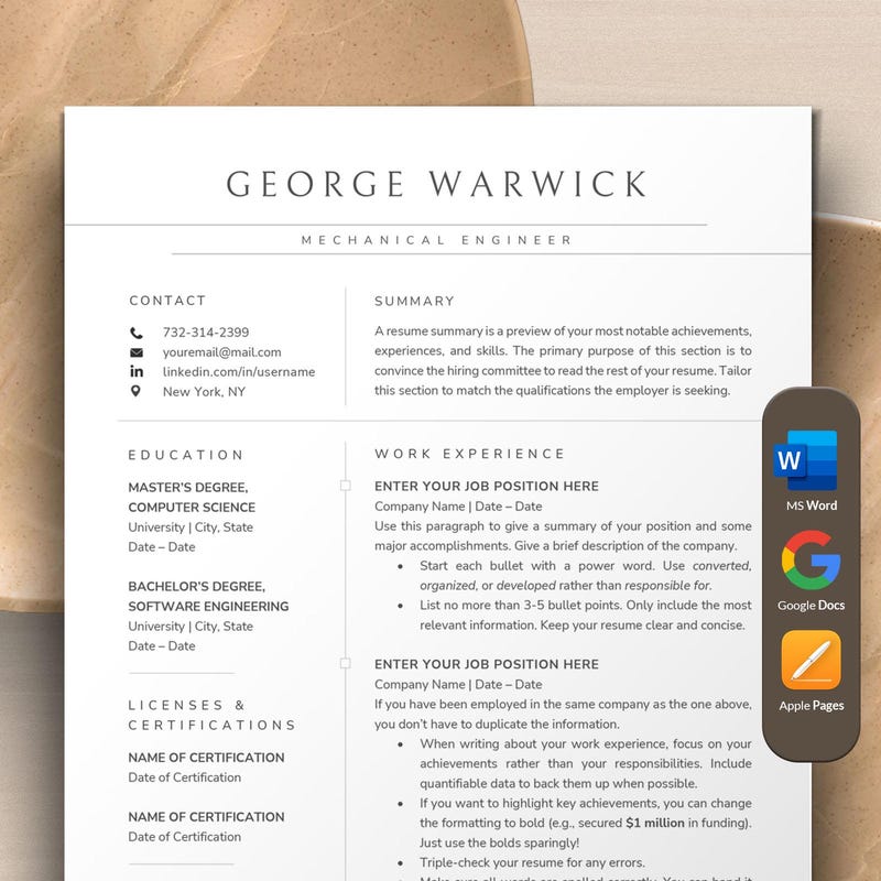 Engineer Resume Template - Etsy