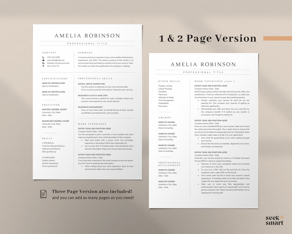 Combination Resume Template Word, Google Docs, Apple Pages Mac Skills ...
