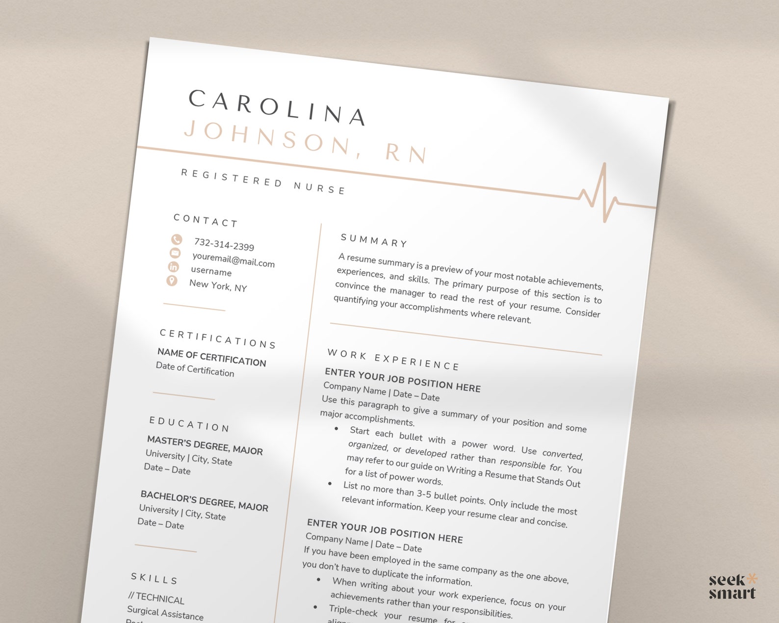 Nurse Resume Template Word Resume Google Docs Apple Pages - Etsy