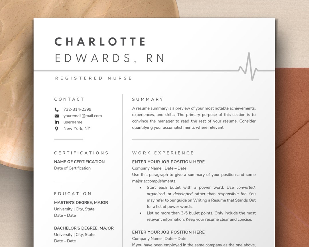 Nurse Resume Template for Google Docs, Word, Pages Medical Resume ...