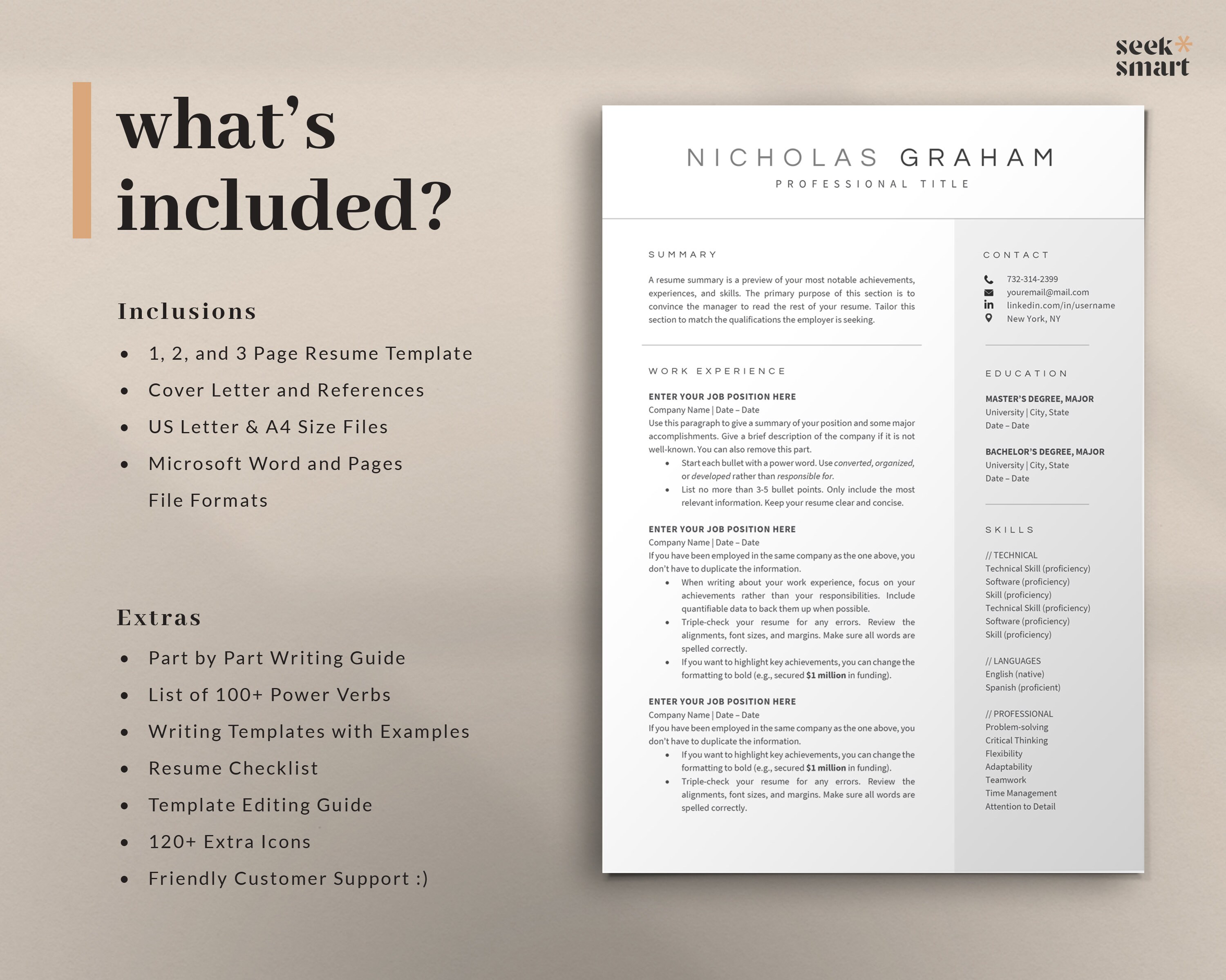 Apple Pages Resume Template, Modern Resume CV Template | Mens Resume ...