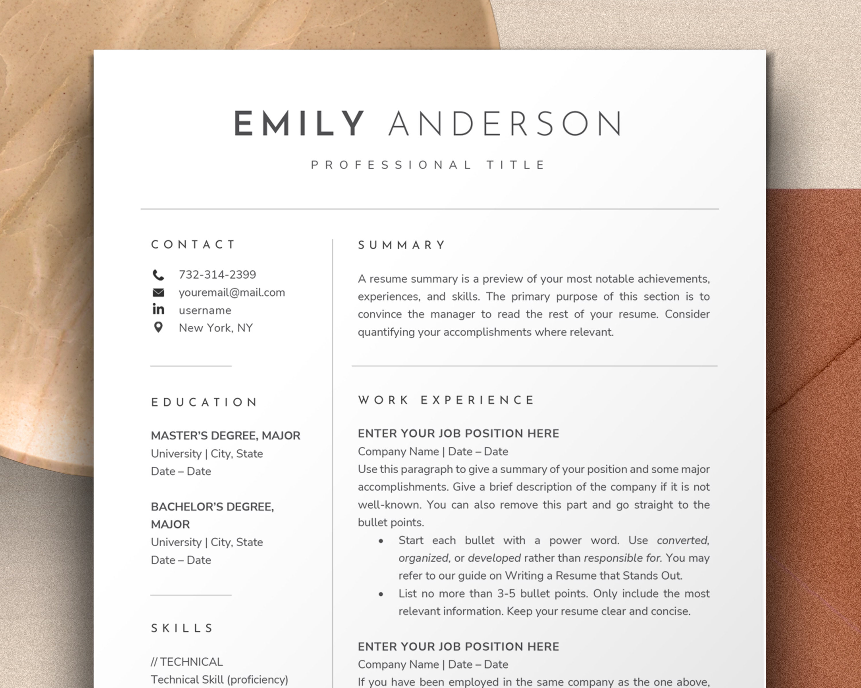 Minimalist Resume Template Word, Google Docs, Apple Pages Mac, CV ...