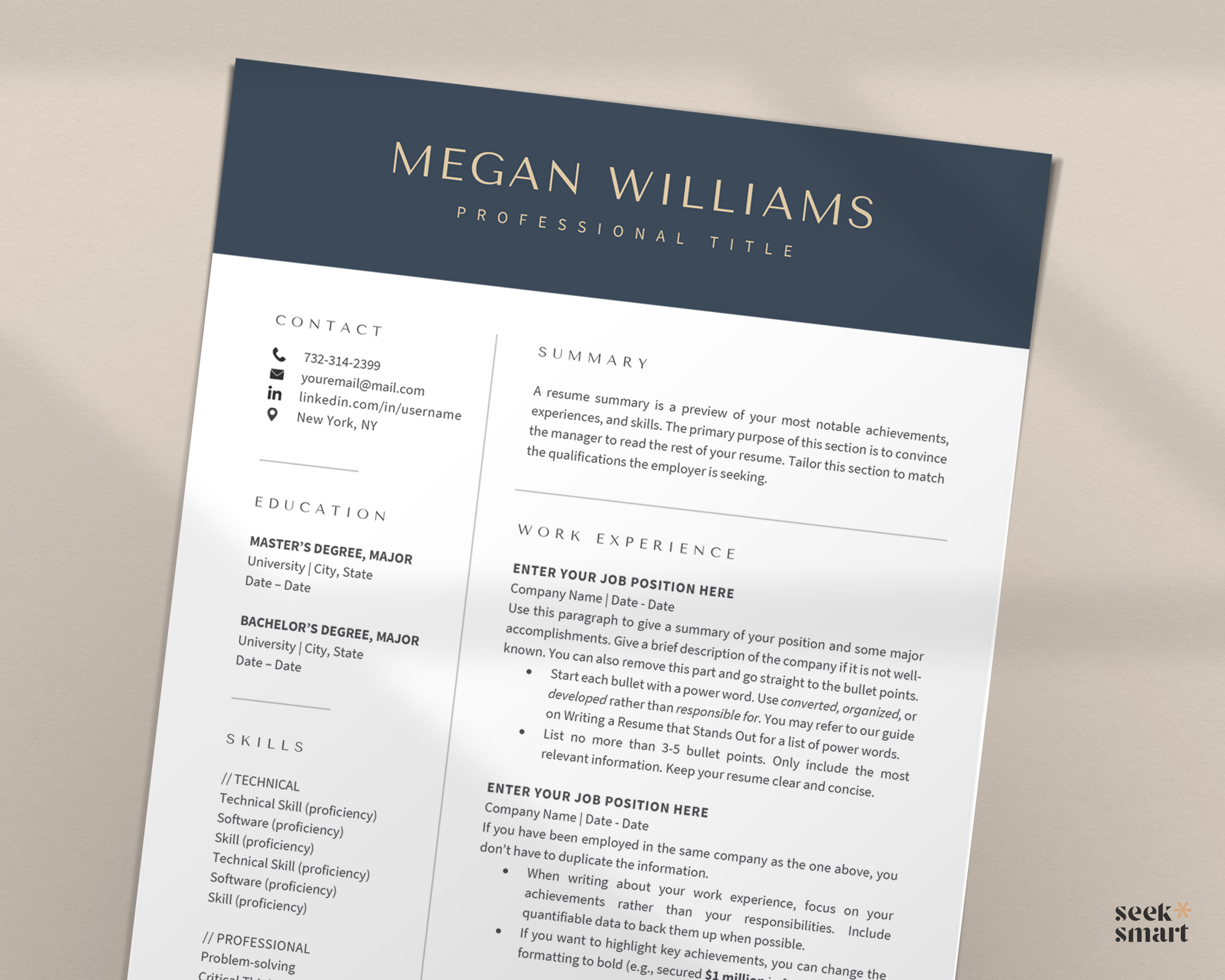 Resume Template Apple Pages & Word 1 Page, 2 Page, and 3 Page | Modern ...