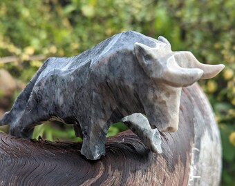 Hand Carved Vintage Marble Bull Figurine - Etsy