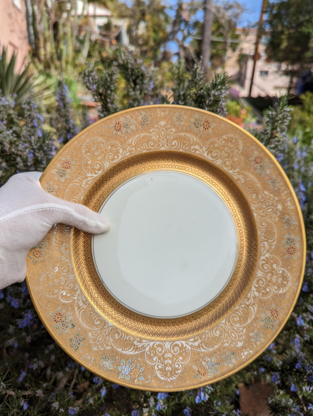 Antique Legrand Limoges France Porcelane Plate Stamped 22K Yellow Gold ...