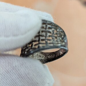 Large GSJ Sterling Silver Grid Vintage Ring - Etsy