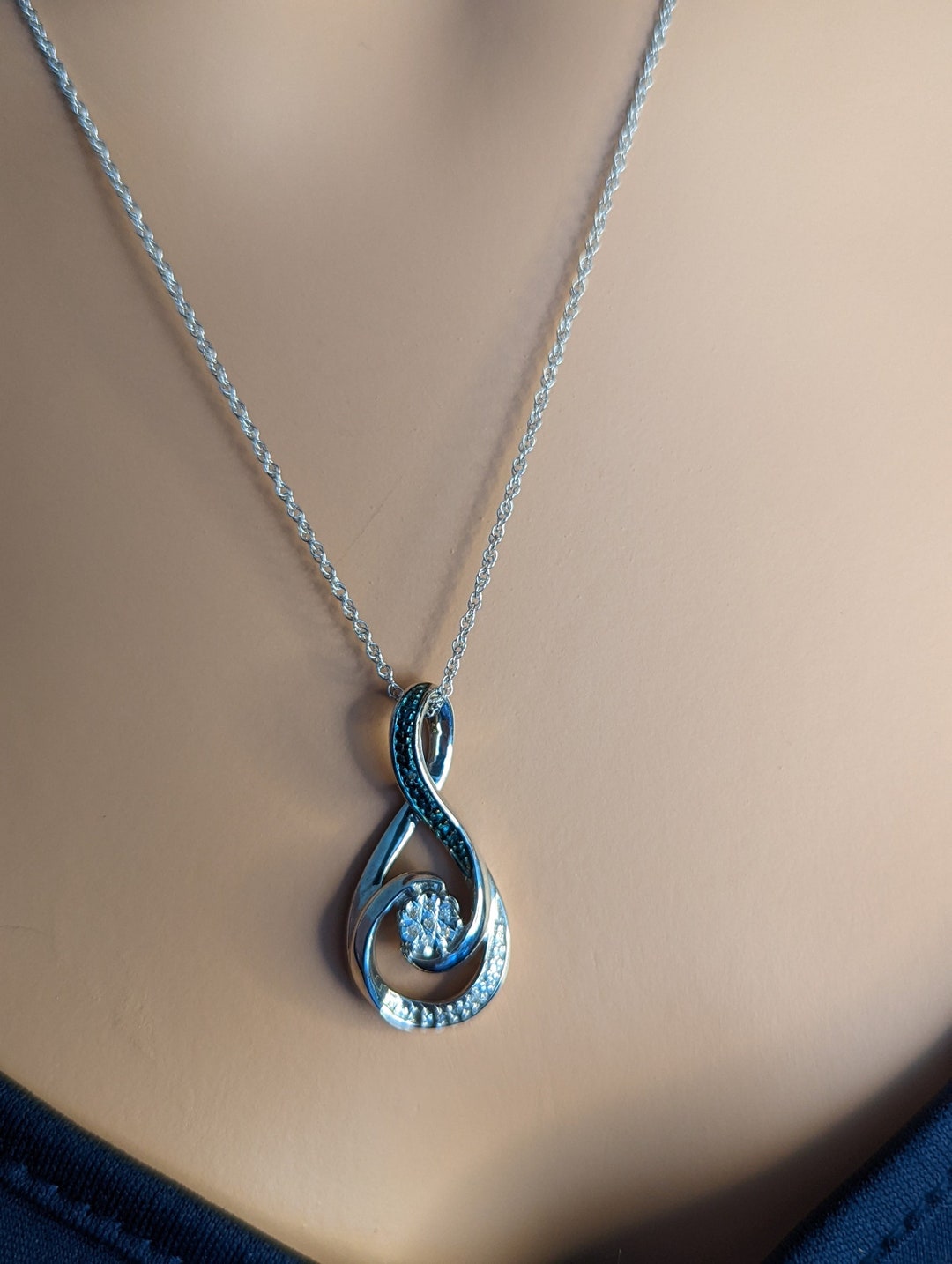 Cute Silver Diamond Pendant - Etsy