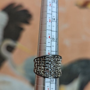 Large GSJ Sterling Silver Grid Vintage Ring - Etsy