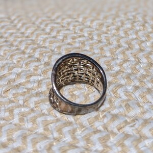 Large GSJ Sterling Silver Grid Vintage Ring - Etsy