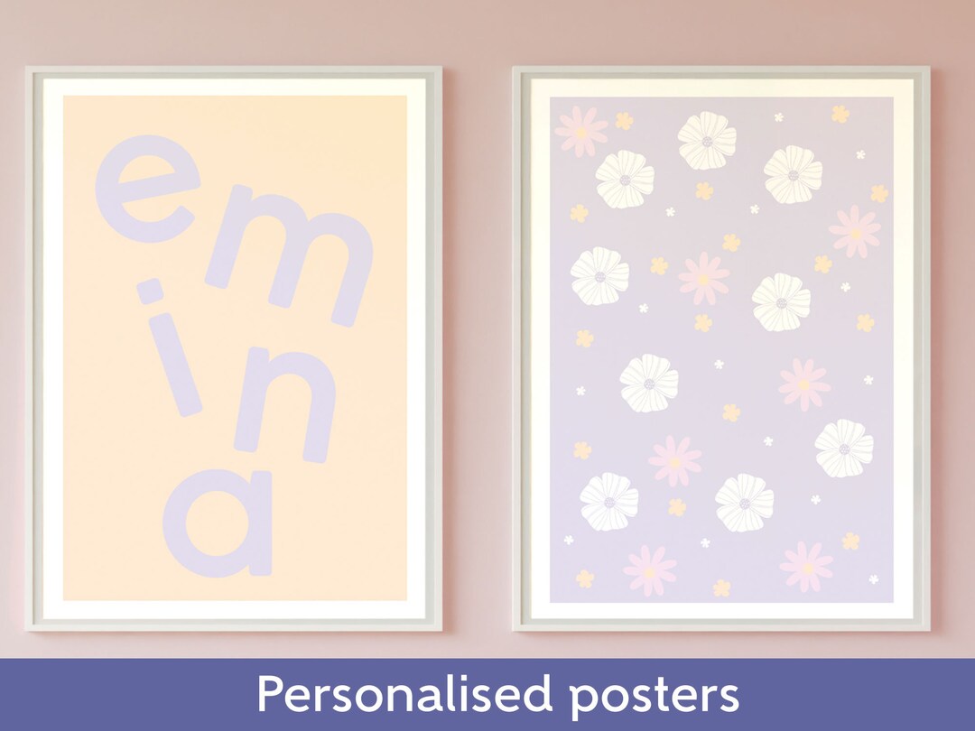 Floral Name Posters Kids Name Posters Matching Kids Posters - Etsy Ireland