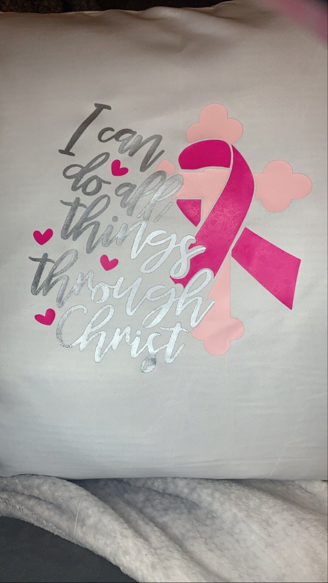 Breast Cancer Pillow Cover, Philippians 4:13, Throw Pillow, 18x18 ...
