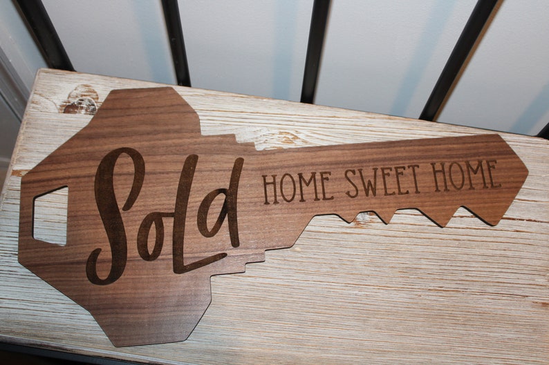 Custom Realtor Key Sign- Wood Key Sign- Sold Home Key Sign- Home Sweet ...