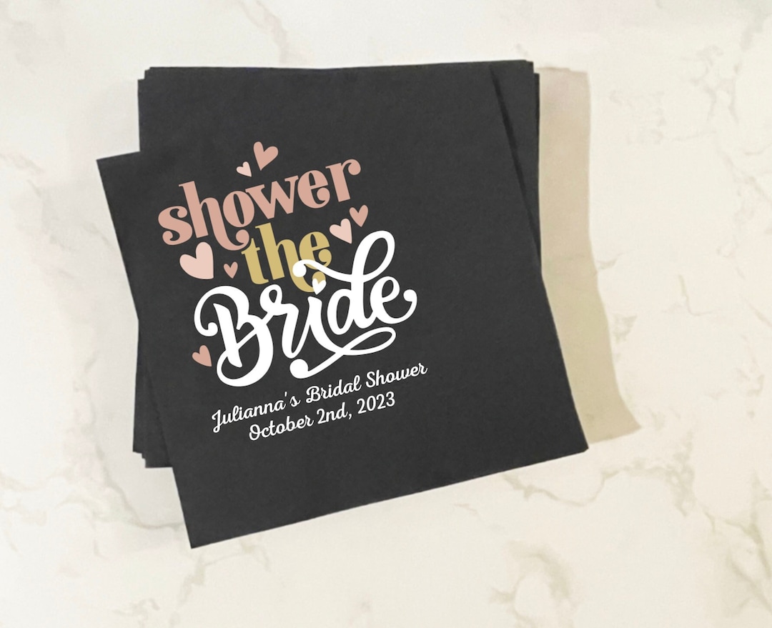 Custom Bar Napkins- Personalized Bridal Shower Cocktail Napkins- Custom ...