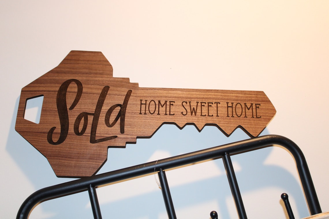 Custom Realtor Key Sign- Wood Key Sign- Sold Home Key Sign- Home Sweet ...