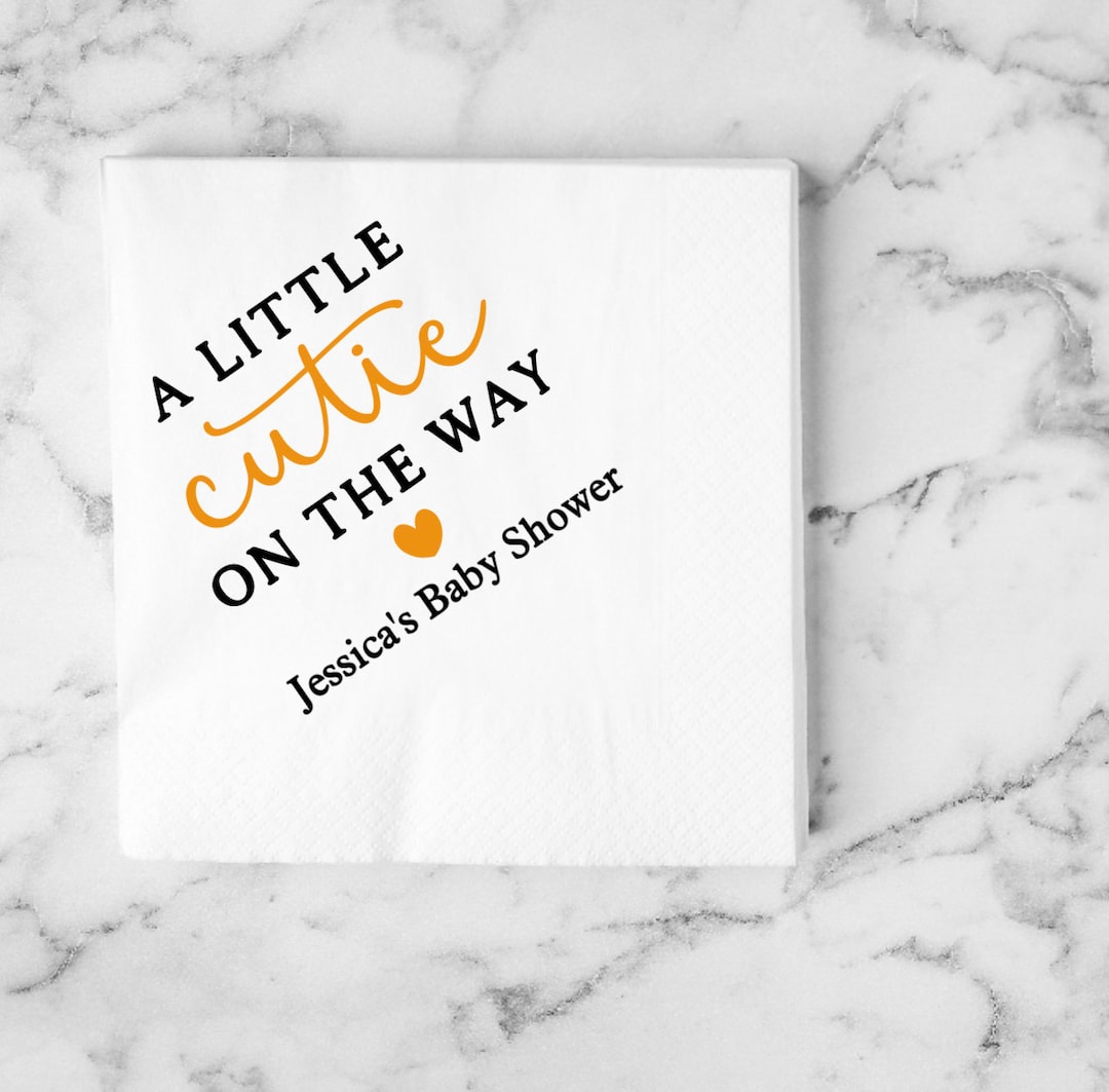 Custom Bar Napkins- Personalized WHITE Cocktail Napkins- Baby Shower ...