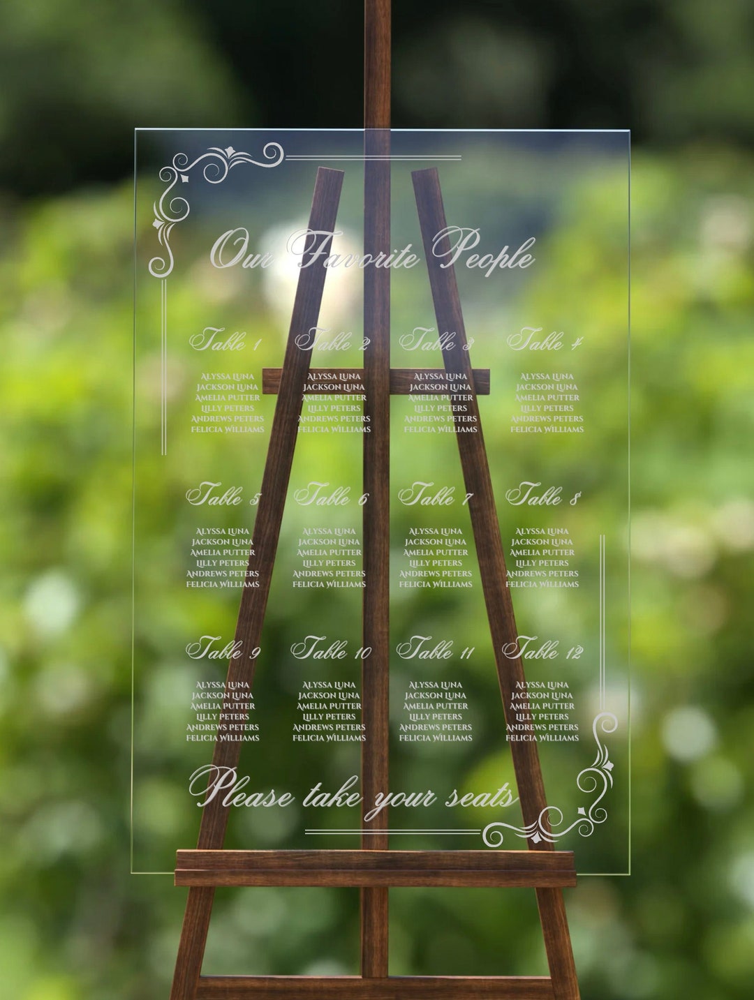 Custom Wedding Seating Chart- Acrylic Engraved Seating Chart- Custom ...