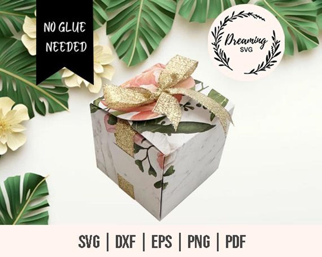 No Glue Box SVG - Gift Box Template - Twist Box SVG - Party Favor Box ...