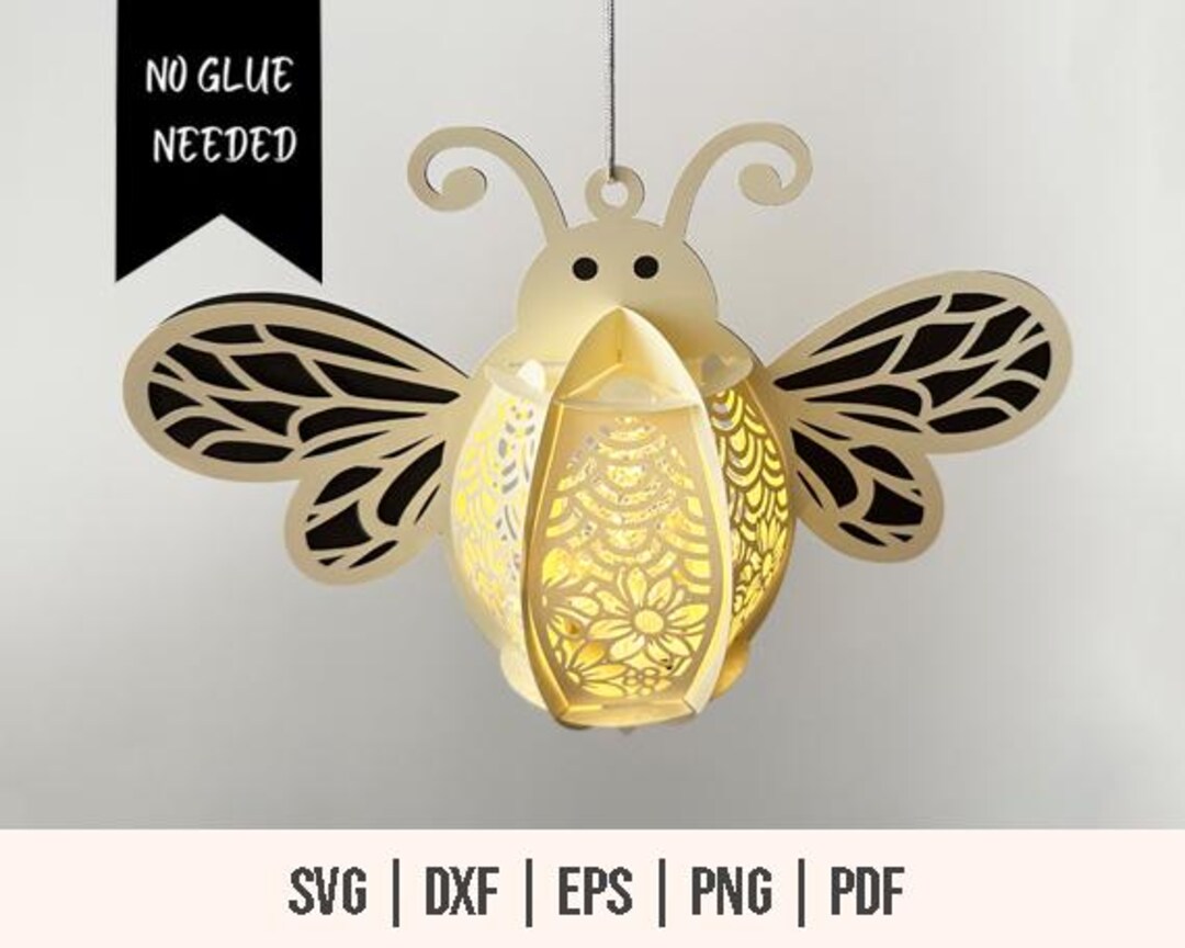 Bumble Bee Lantern SVG - Honey Bee Lantern SVG - Floral Bee Paper ...