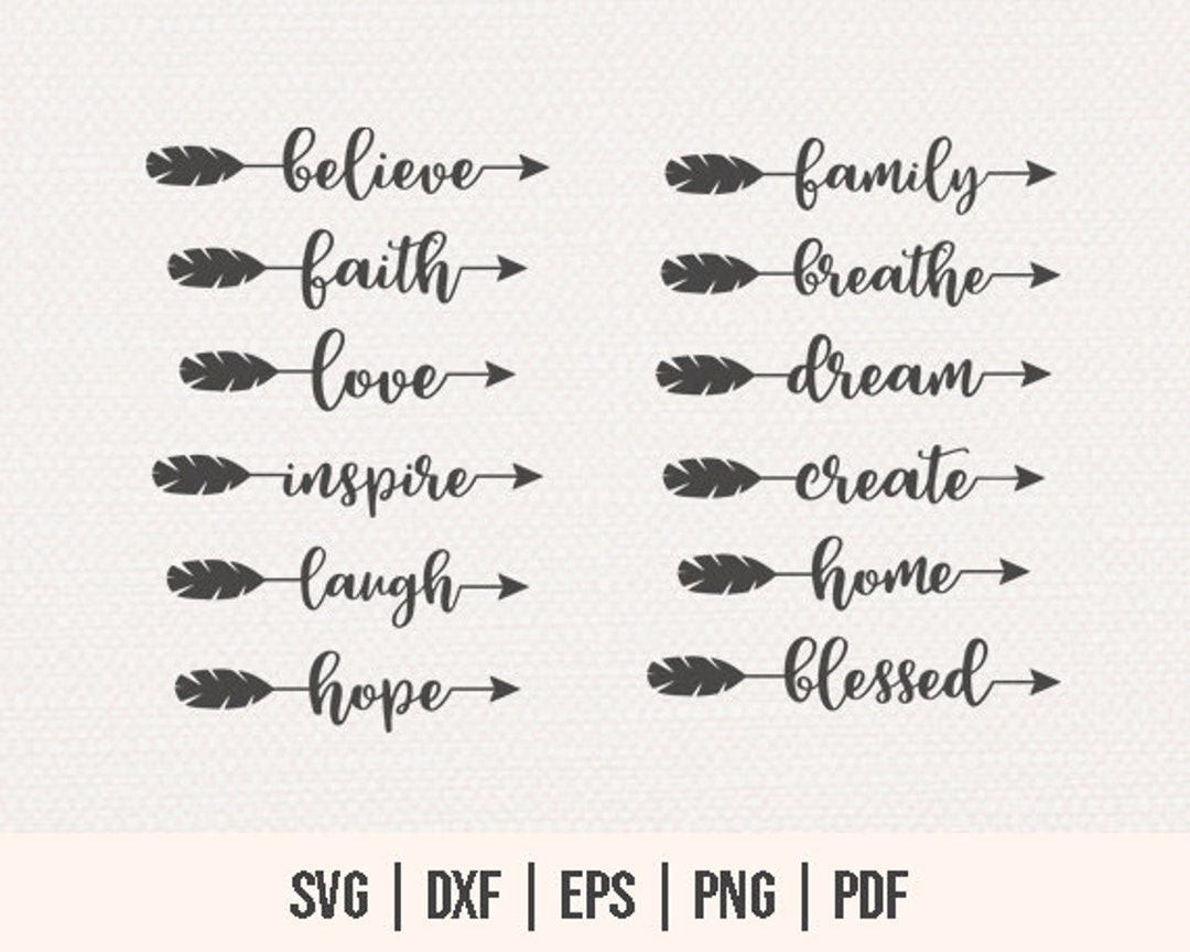 Word Art Arrows SVG - Arrow Words SVG - Arrows With Feather SVG ...