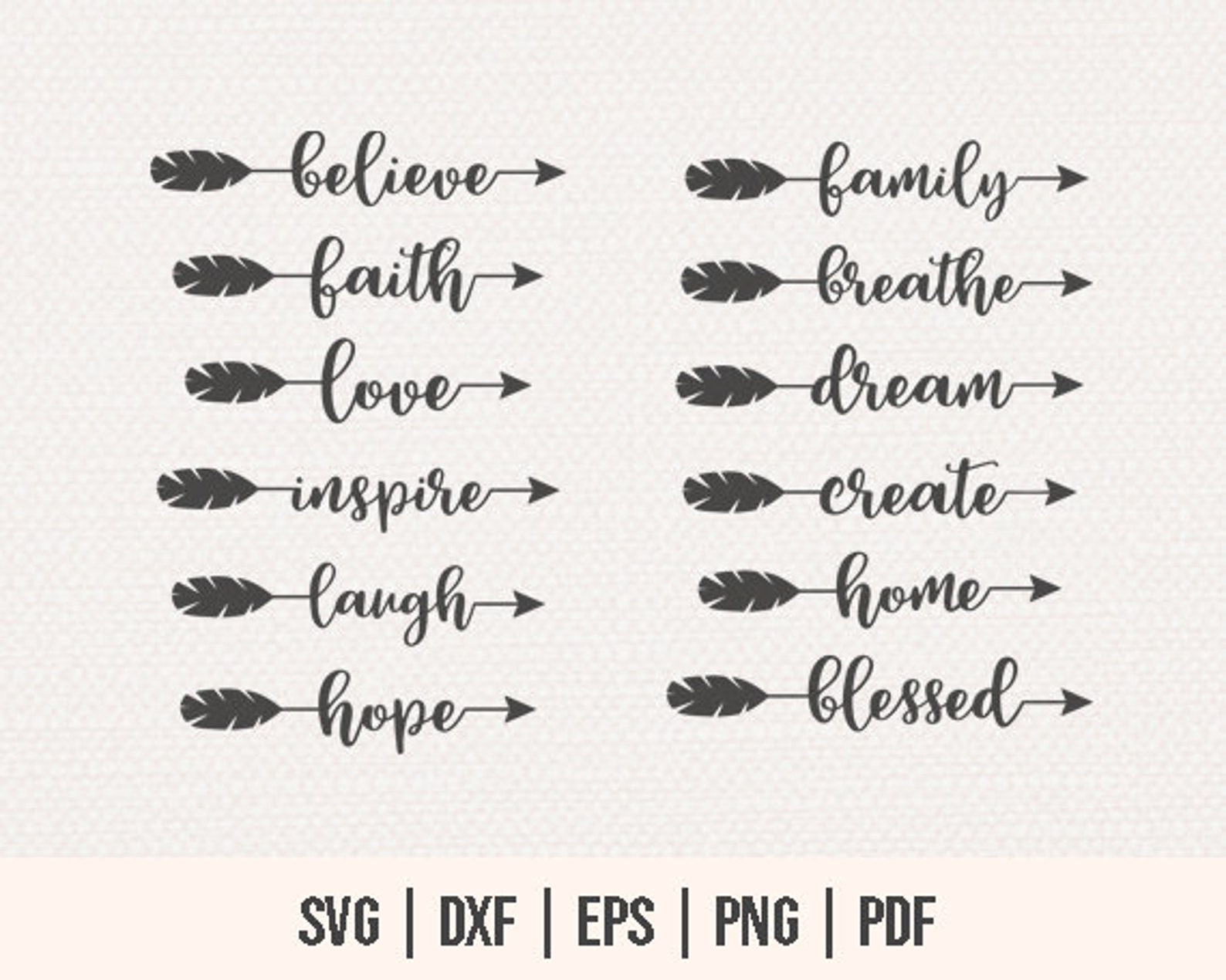 Word Art Arrows SVG - Arrow Words SVG - Arrows With Feather SVG ...