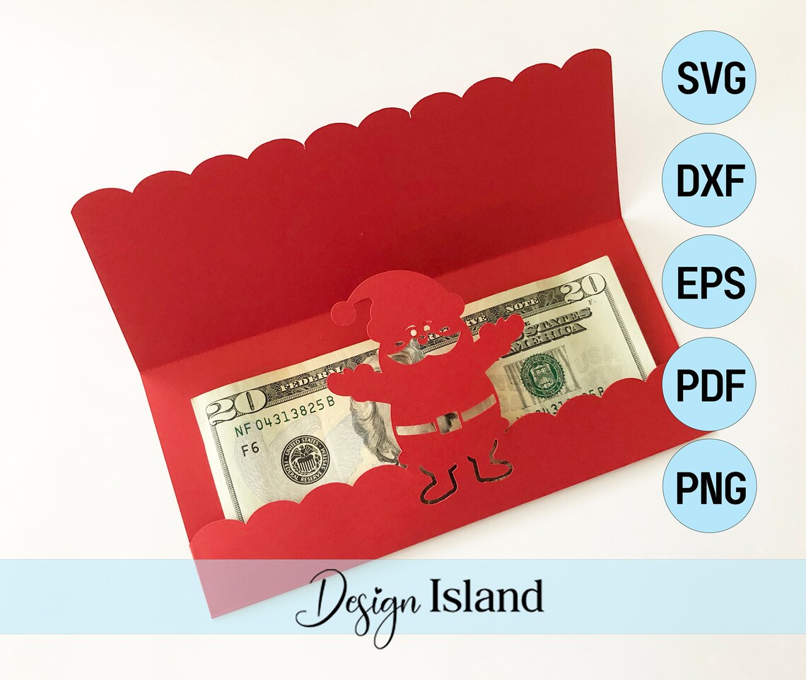 Santa Claus Money Holder Card SVG Scallop Money Card SVG - Etsy