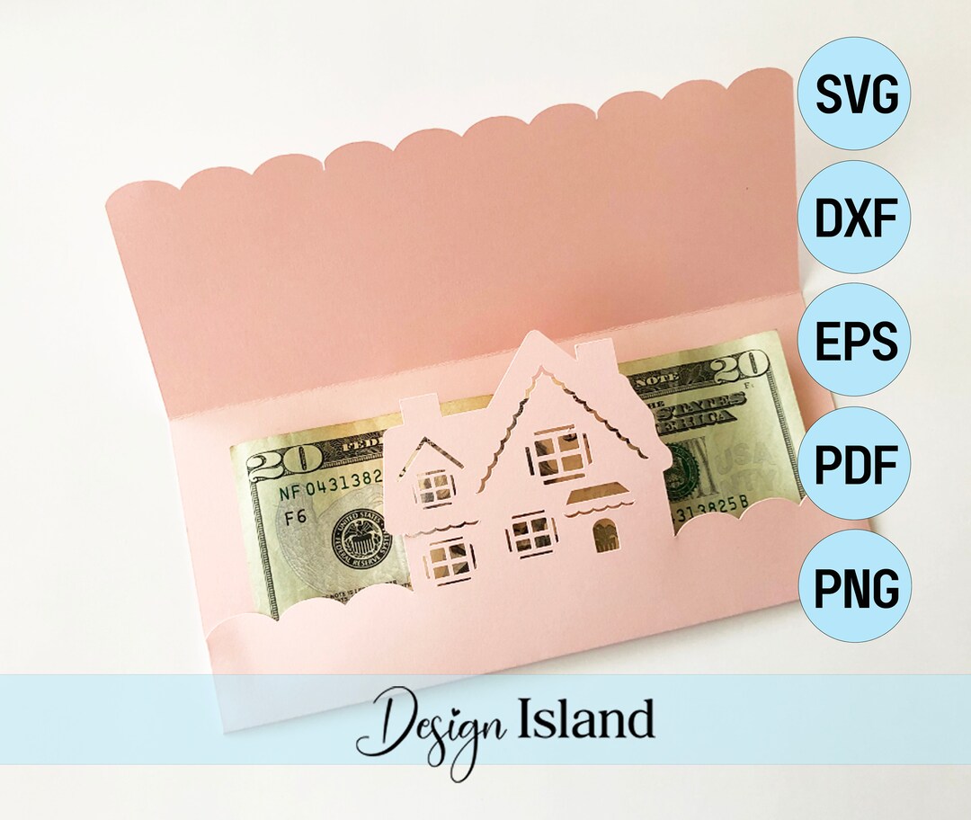 Gingerbread House Money Holder Card SVG - Scallop Money Card SVG ...