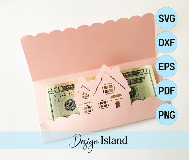Gingerbread House Money Holder Card SVG Scallop Money Card - Etsy