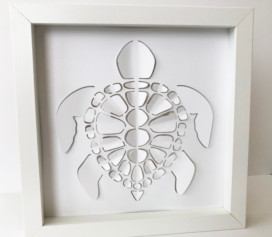 Turtle Shadow Box SVG Sea Turtle Square Paper Cut Light Box - Etsy