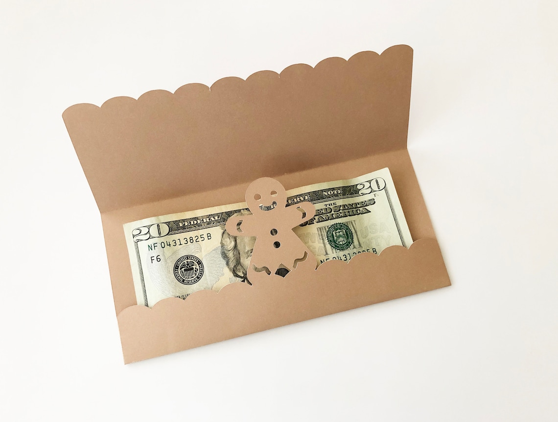 Gingerbread Man Money Holder Card SVG - Scallop Money Card SVG - Money ...