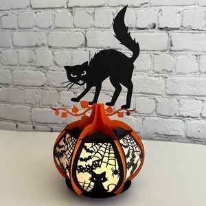 Halloween Cat Lantern SVG - 3D Cat Paper Cut Lantern SVG - DIY ...