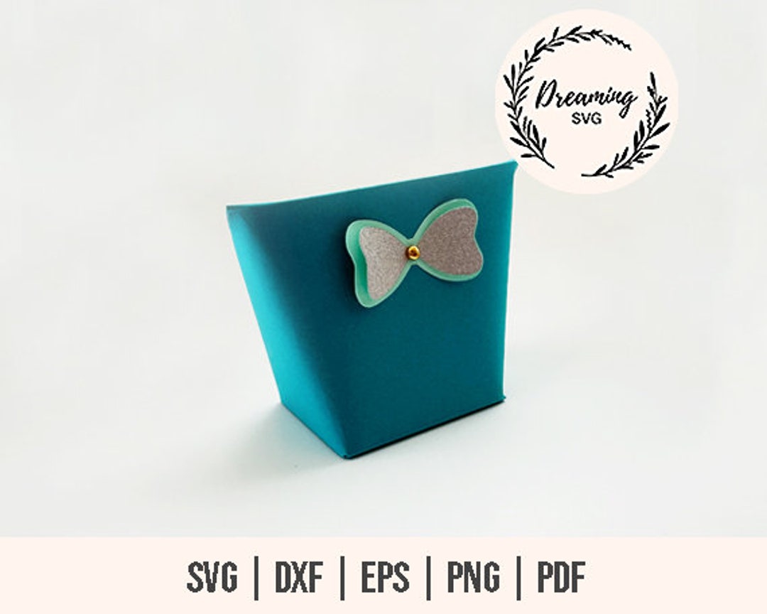 Bow Treat Box SVG - Bow Gift Box SVG Template - Modern Box With Bow Svg ...