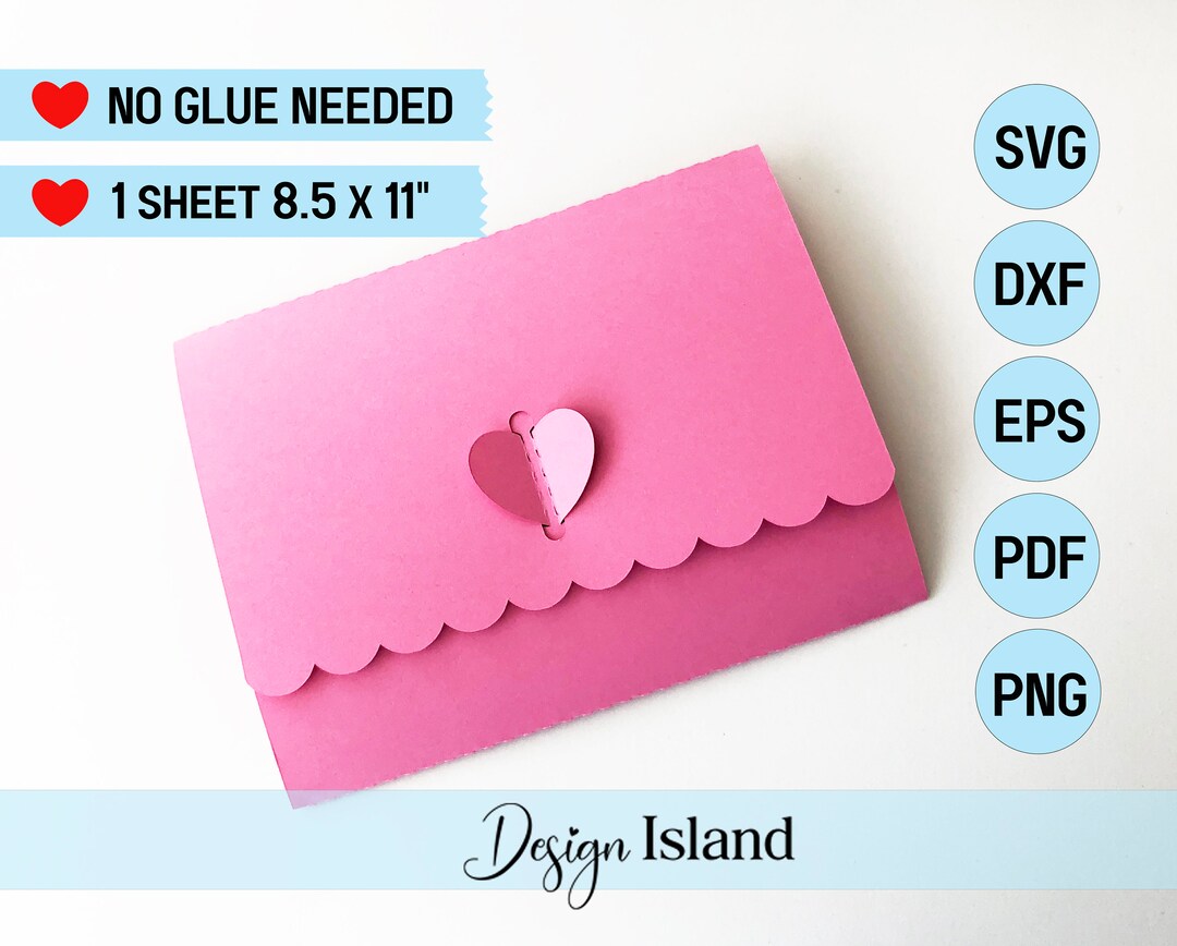 Heart Envelope Cut Files for Silhouette/ Cricut No Glue Needed Heart ...