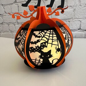 Halloween Cat Lantern SVG - 3D Cat Paper Cut Lantern SVG - DIY ...