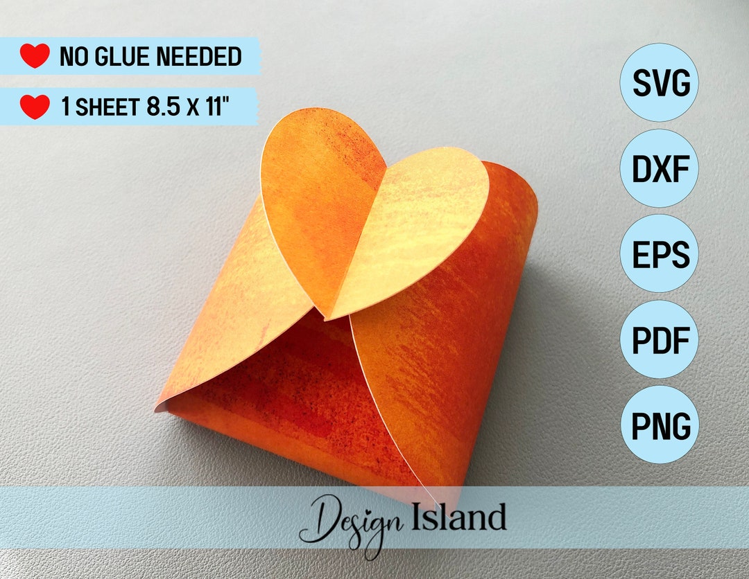 Heart Box SVG - Heart Gift Box Template - Heart Twist Box SVG - No Glue ...