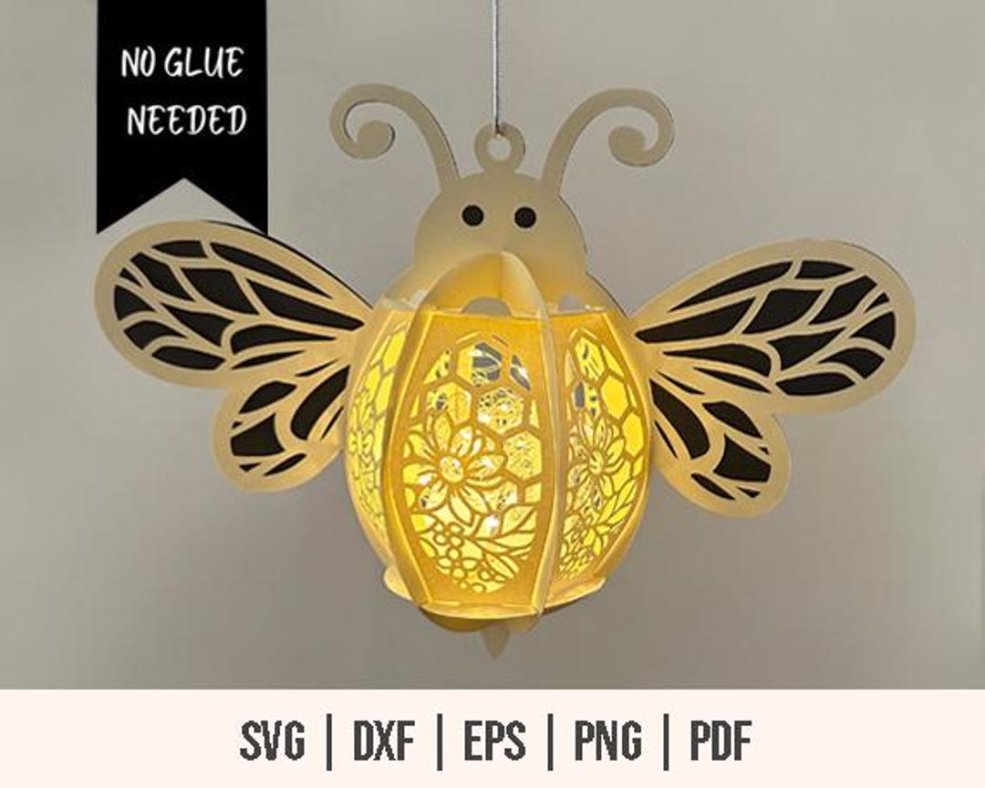 Bumble Bee Lantern SVG - Honey Bee Lantern SVG - Floral Bee Paper ...