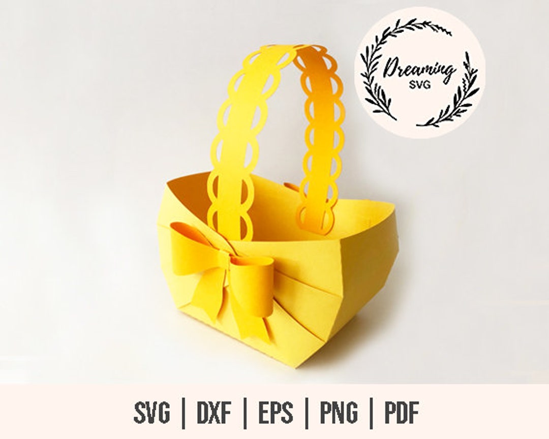 3D Basket SVG - Bow Basket SVG - Basket With Paper Bow SVG - Scalloped ...