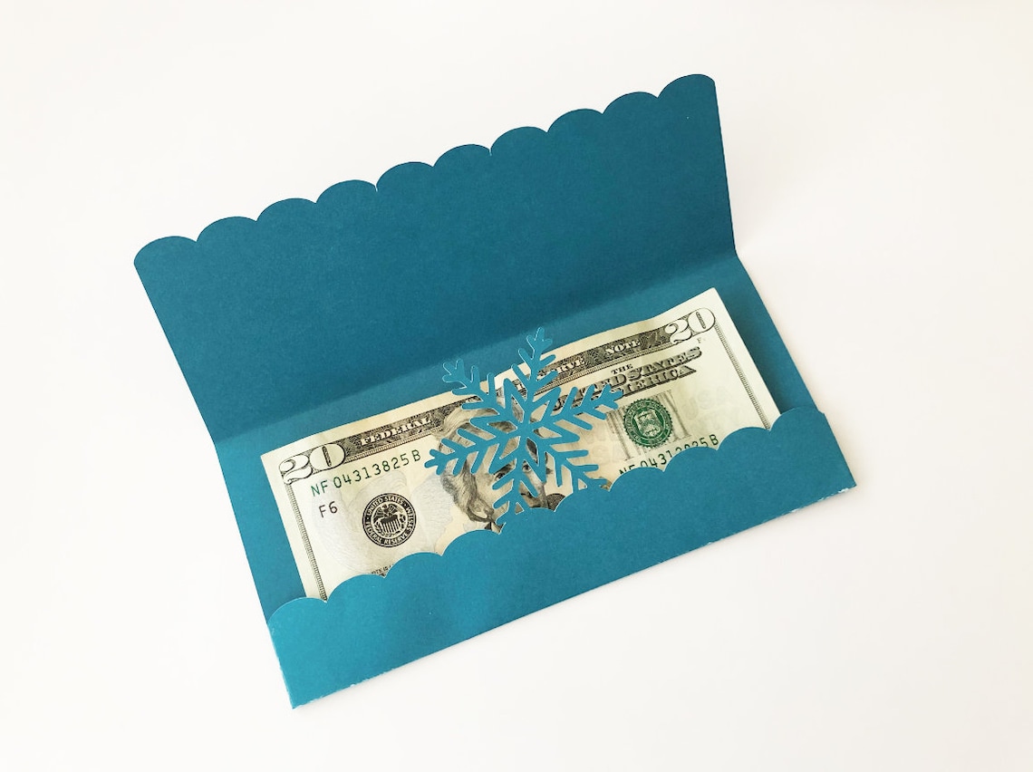 Snowflake Money Holder Card SVG Scallop Money Card SVG - Etsy