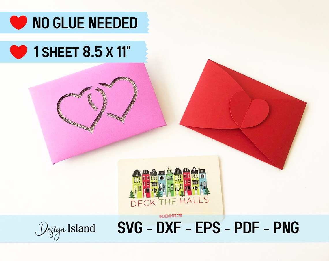 Hearts Gift Card Holder SVG - Gift Card Holder SVG - No Glue Needed ...