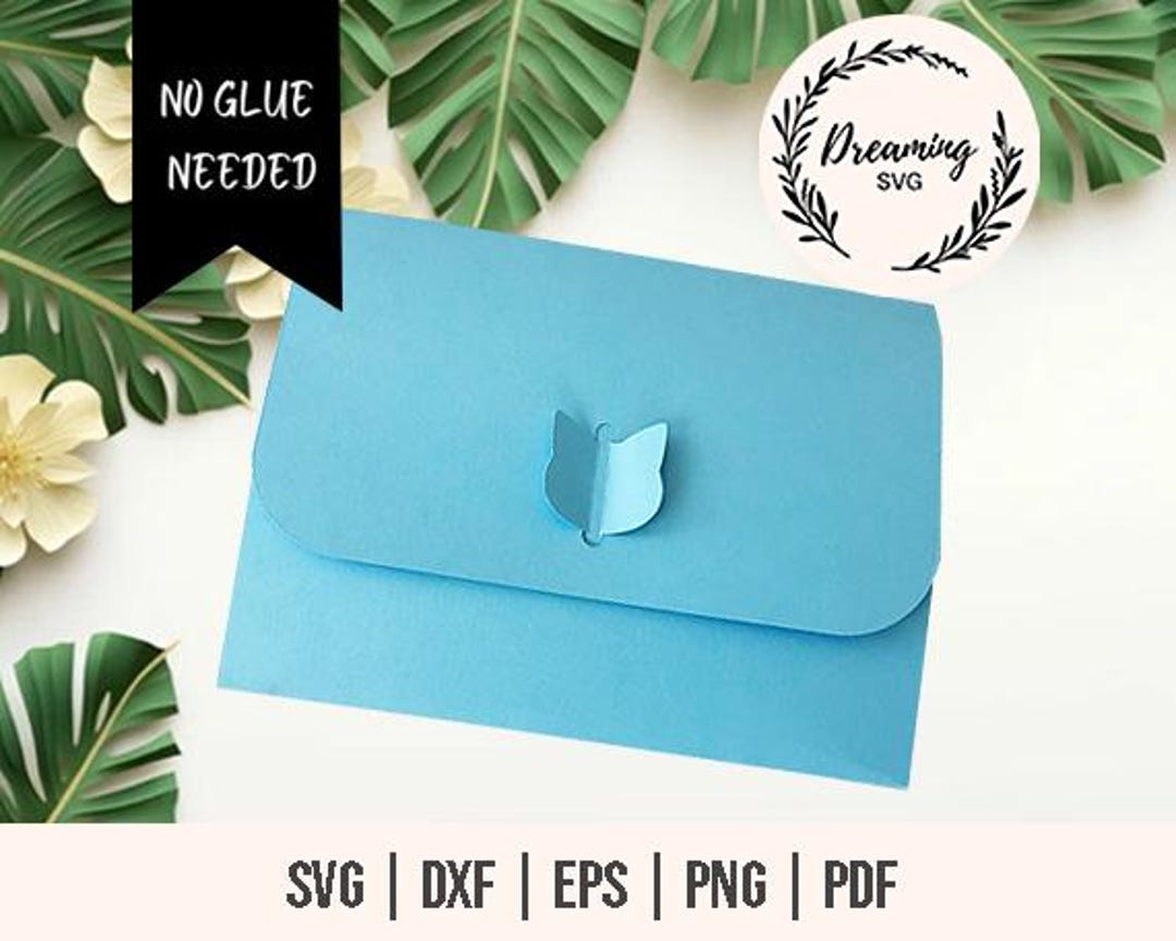 Cat Envelope Cut Files - No Glue Needed Envelopes Template - Cat ...
