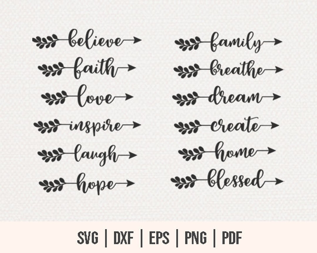 Word Art Arrows SVG - Arrow Words SVG - Arrows With Leaves SVG - Design ...