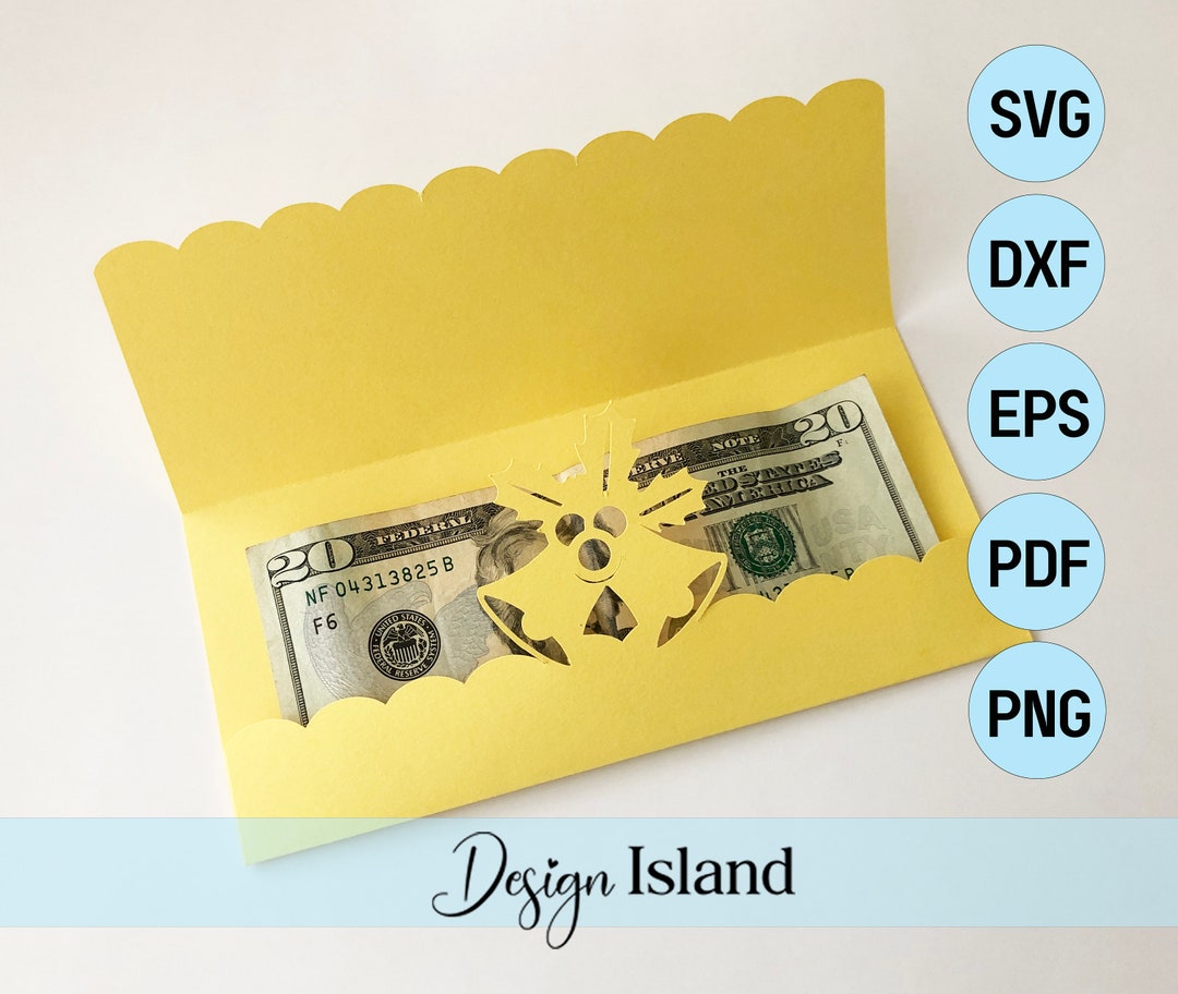 Christmas Bell Money Holder Card SVG - Scallop Money Card SVG - Money ...