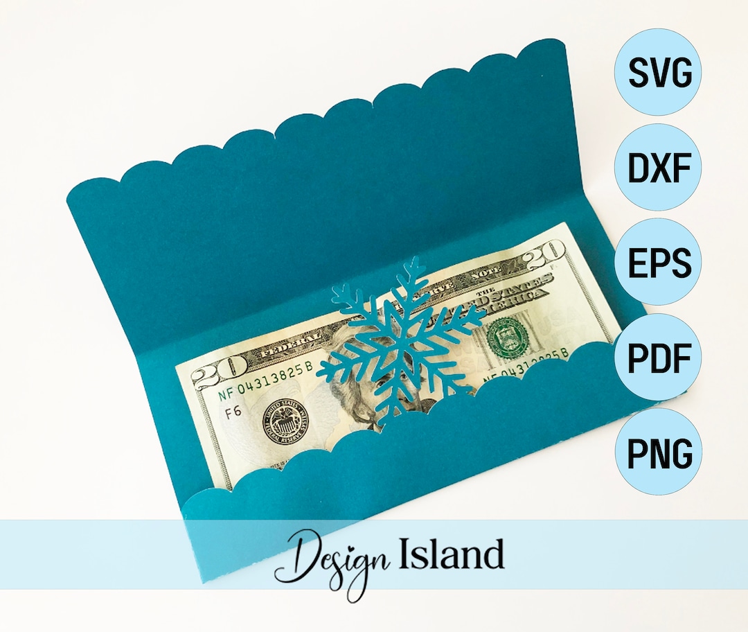Snowflake Money Holder Card SVG - Scallop Money Card SVG - Money Holder ...