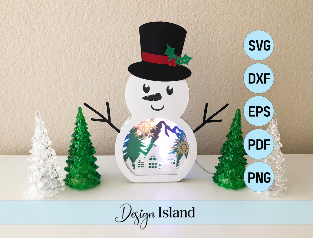 3D Layered Snowman Light SVG - Snowman Paper Cut Light Box Template ...
