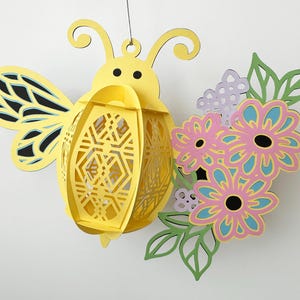 Bumble Bee Lantern SVG Bundle - Honey Bee Lantern SVG - Floral Bee ...
