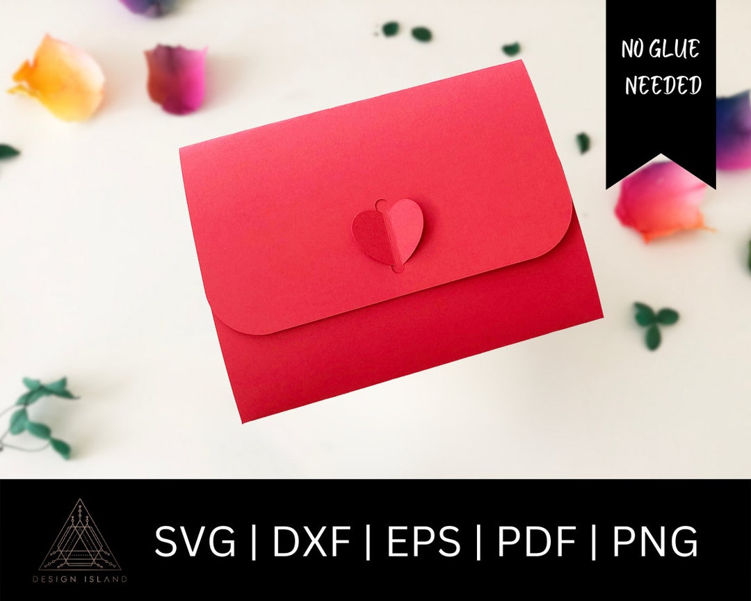 Heart Envelope Cut Files for Silhouette/ Cricut - No Glue Needed Heart ...