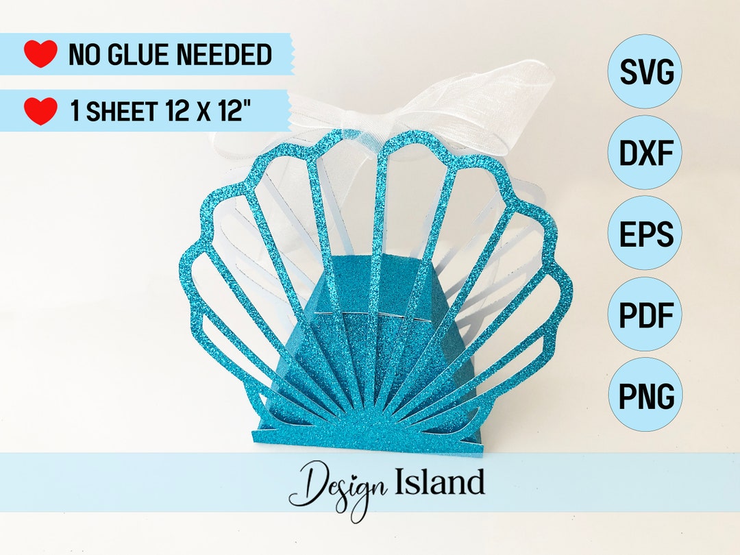 Shell Box SVG - Shell Gift Box SVG - Shell Favor Box Template - No Glue ...