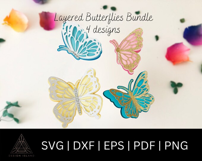 Layered Butterfly SVG - Butterfly SVG - 3D Butterfly Svg - Butterfly ...