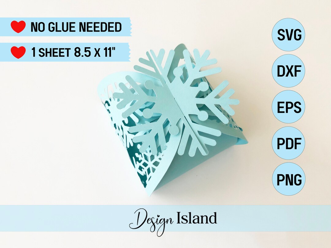Snowflake Box SVG Snowflake Gift Box Template Twist Box SVG No Glue Box ...